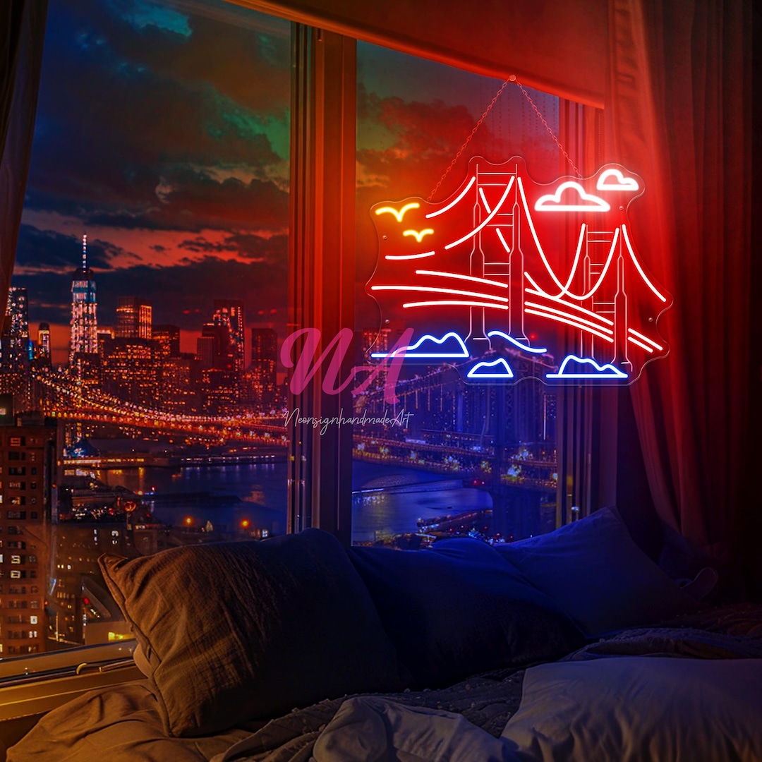 San Francisco Bridge Neon Sign: Custom LED Wall Decor - Etsy