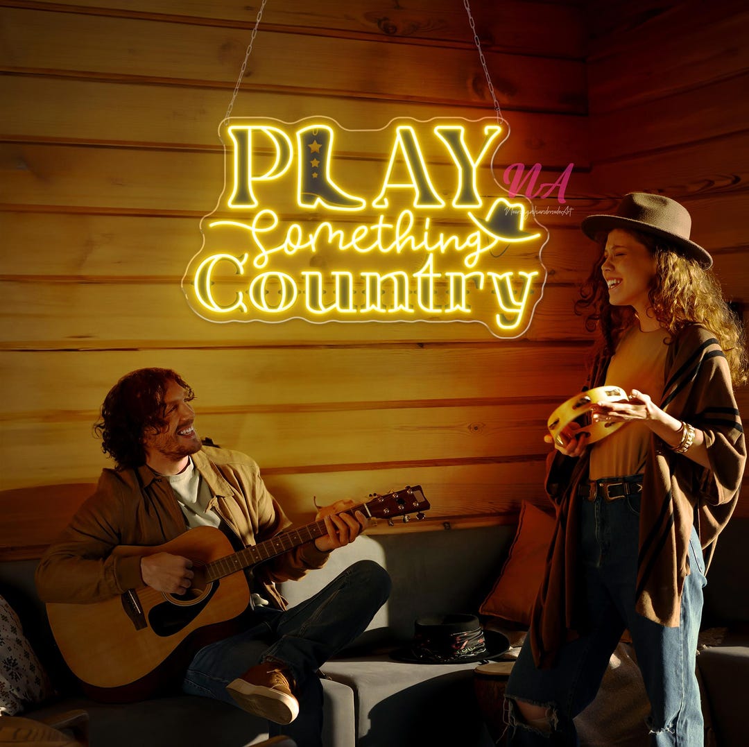 Play Something Country LED Neon Sign, Cowboy Hat Neon Sign, Cowboy Neon ...