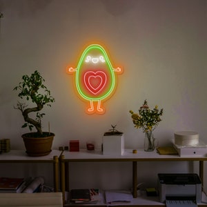 Cute Avo Cuddle Neon Sign, Avocado Neon Light, Valentine's Day Neon ...