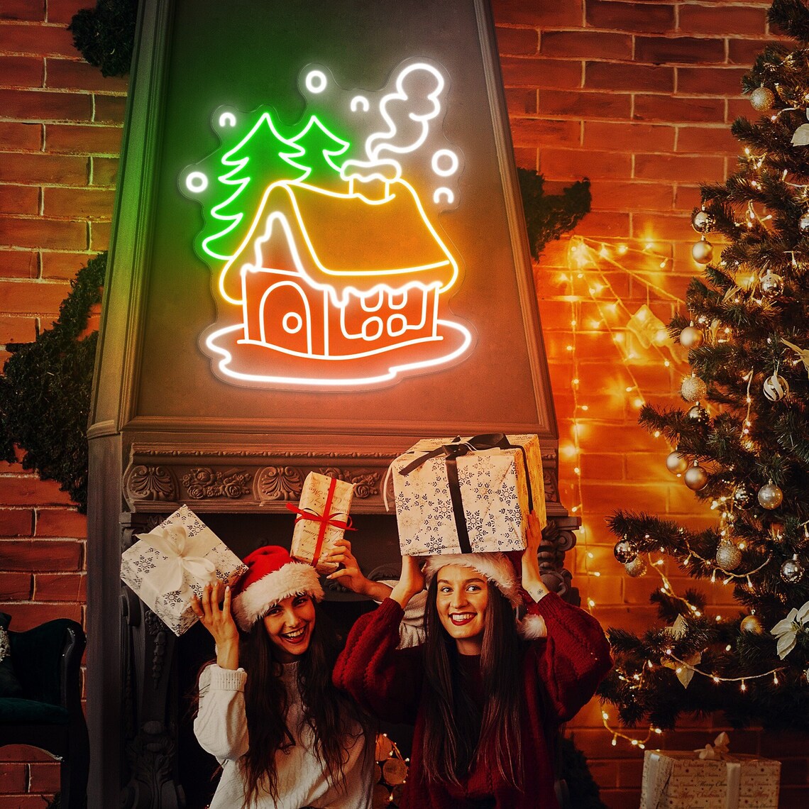 Winter House LED Neon Sign: Christmas Holiday Decor - Etsy