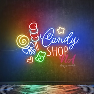 Candy Shop Neon Sign Sweet Lollipop Candy Neon Light Custom Business ...