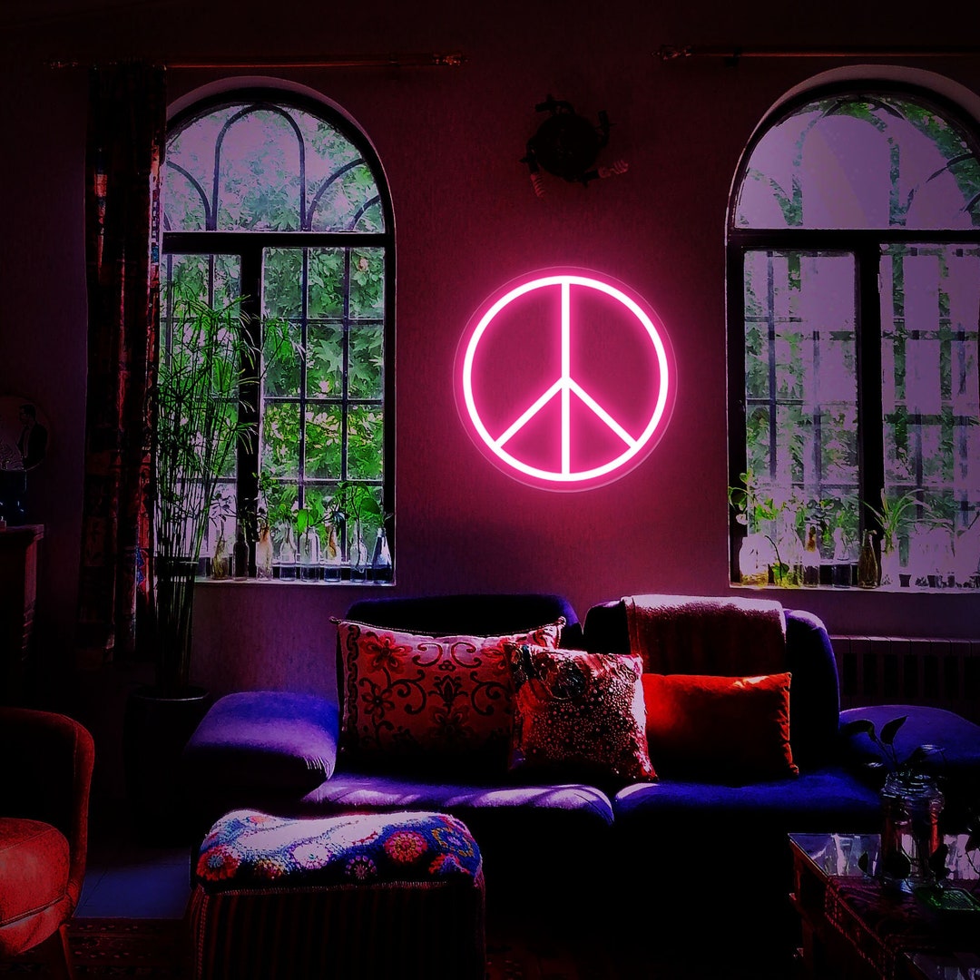 Peace Symbol Neon Sign: Custom LED Wall Decor - Etsy
