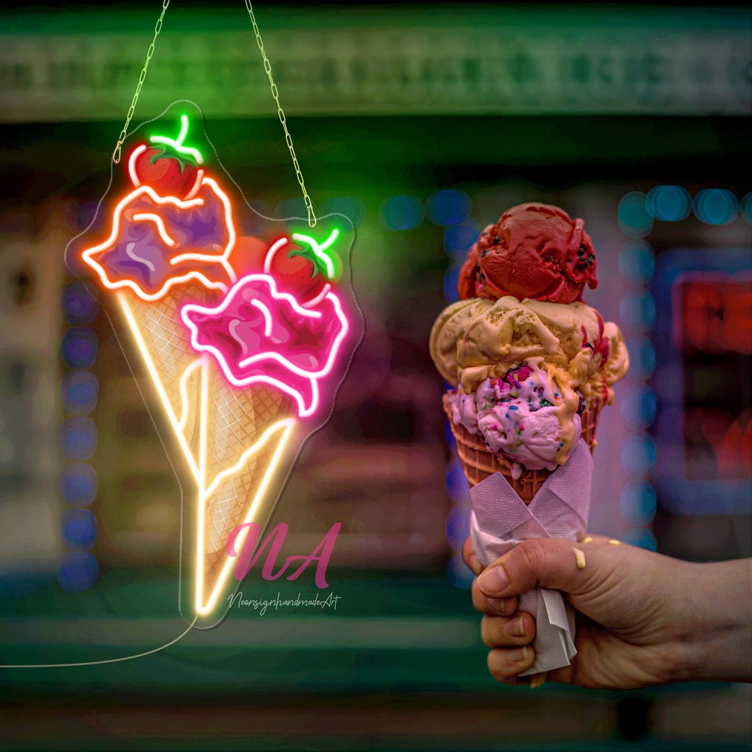 Custom Ice Cream Neon Sign: LED Business Logo Decor - Etsy