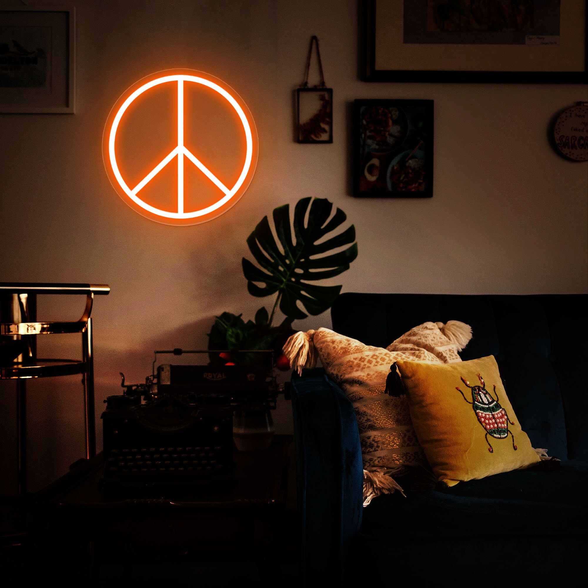 Peace Symbol Neon Sign: Custom LED Wall Decor - Etsy