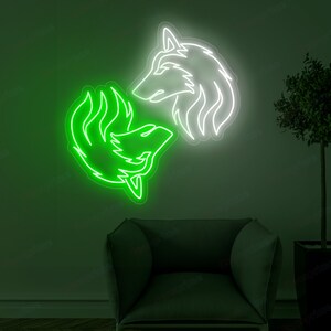 Two Wolves Neon Sign, Two Wolves Wall Decor, Custom Neon Sign, Wolf ...