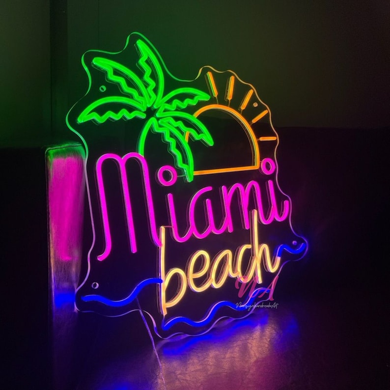 Miami Beach Flamingo LED Neon Sign: Summer Party Decor - Etsy