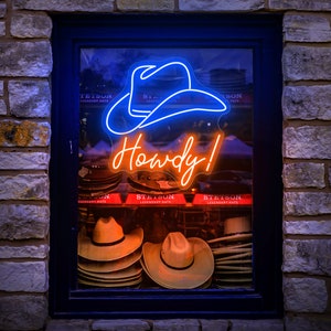 Neon Howdy Sign, Cowboy/cowgirls Hat, Party Decor LED Light, Texas ...
