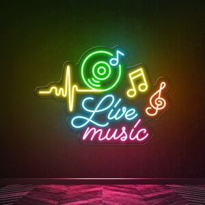 Live Music Neon Sign: Retro Music Studio Decor - Etsy