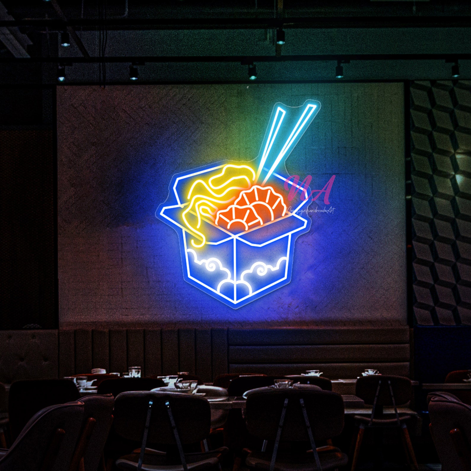 Chinese Food Neon Sign: Wok Box LED Light - Etsy