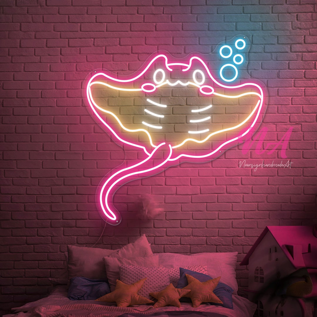 Cute Manta Ray Neon Sign Manta Rays Fish Led Sign Manta Ray Wall Art ...