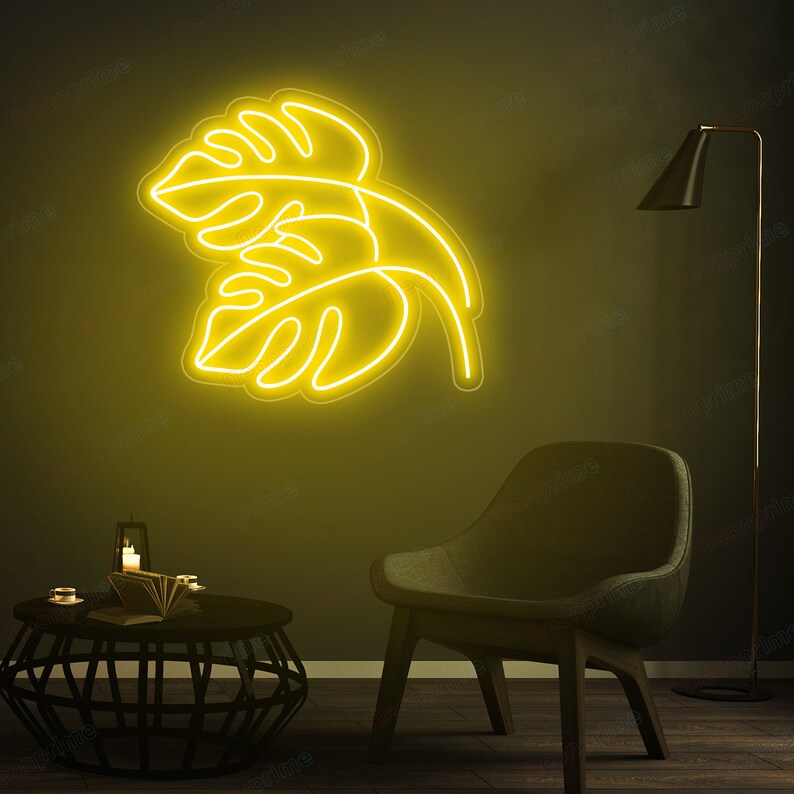 Monstera Leaf LED Neon Sign, Green Leaf Neon Sign, Plant Neon Sign ...