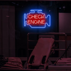 Check Engine LED Neon Sign, Gift for Car Lover, Check Engine Light Sign ...