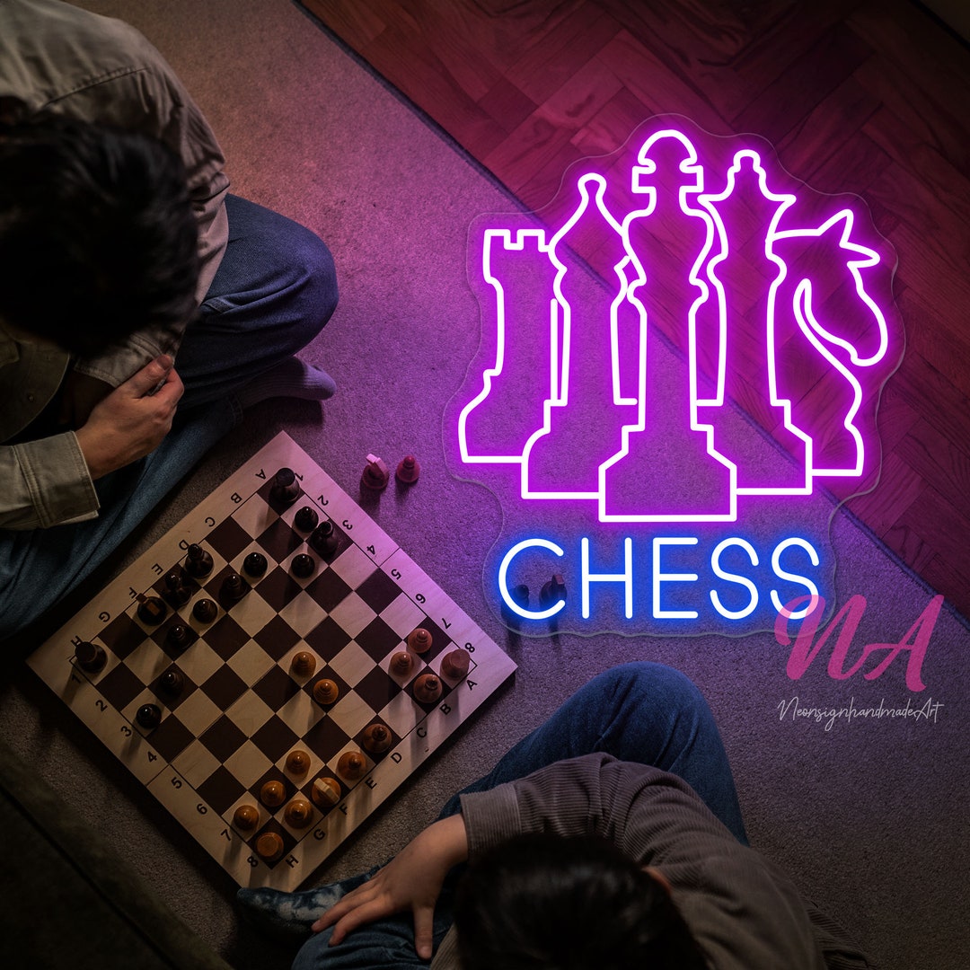 Handcrafted Chess Neon Sign: Game Room Wall Art Decor - Etsy