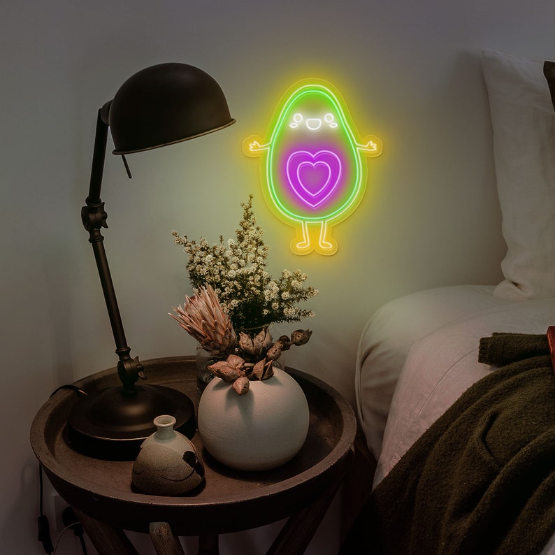 Cute Avo Cuddle Neon Sign, Avocado Neon Light, Valentine's Day Neon ...