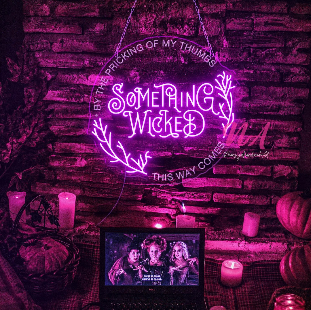 Something Wicked Neon Sign, Spooky Halloween LED Wall Light, Wicked ...