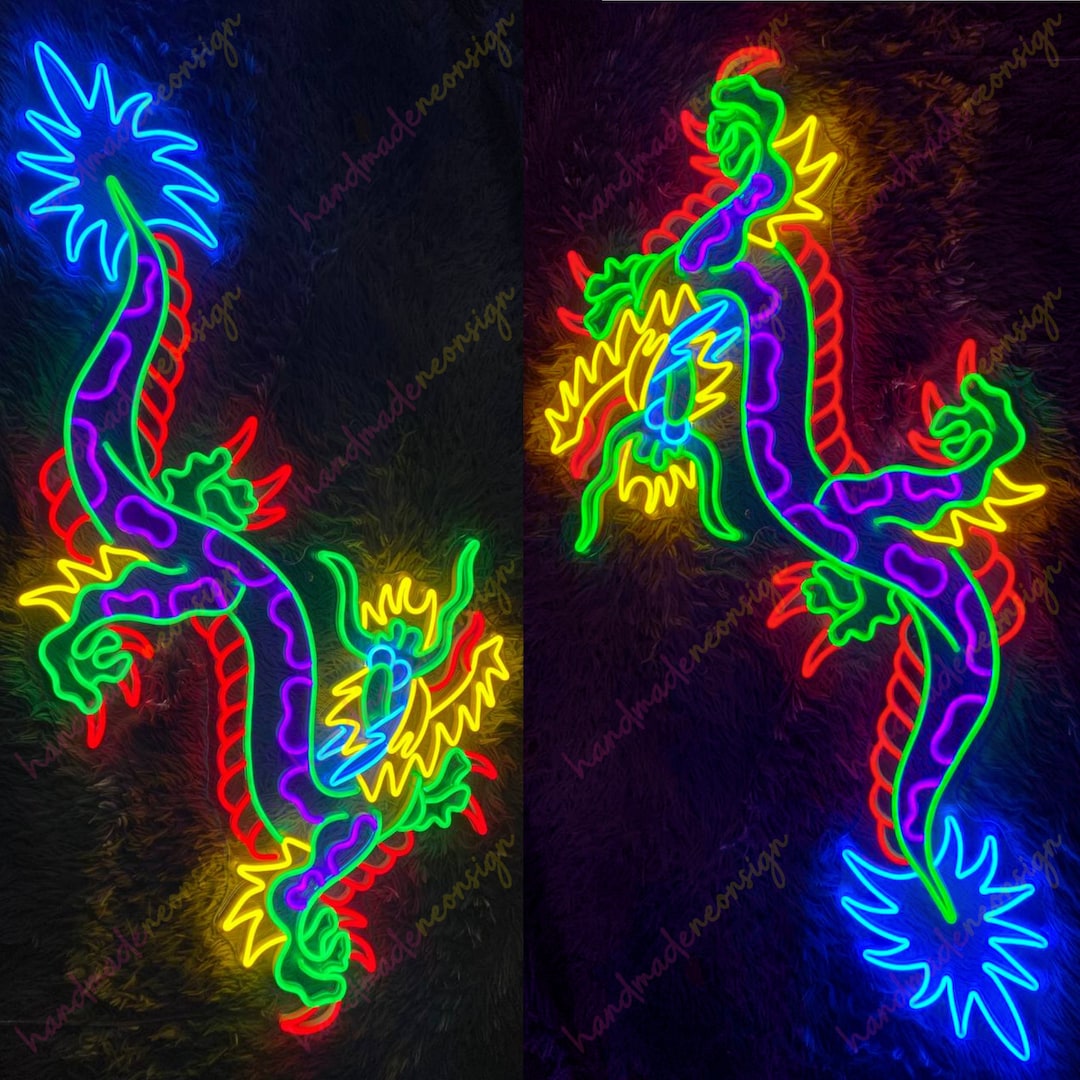 Chinese Dragon Led Wall Light Sign Dragon Neon Sign Anime - Etsy