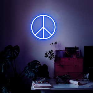 Peace Symbol Neon Sign: Custom LED Wall Decor - Etsy