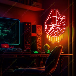 Space Falcon Neon Sign, Celestial Neon Sign, Spaceship Fly Into the ...