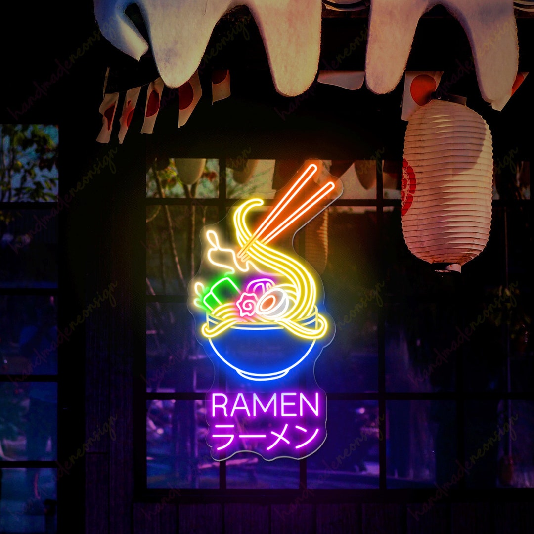 Japanese Restaurant Neon Sign, Delicious Flying Noodles, Japanese Ramen ...