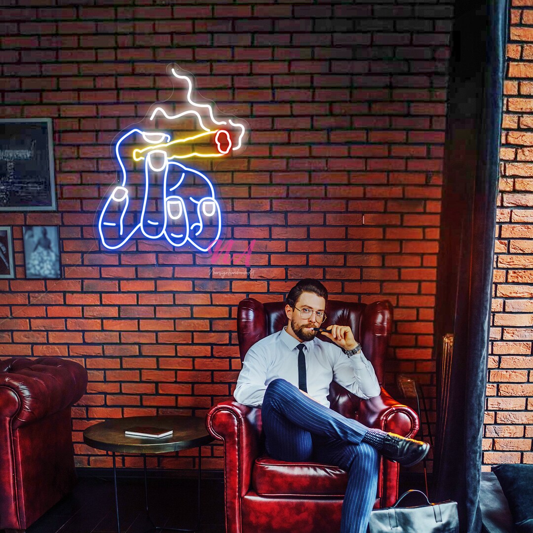 Hand With Cigarette Neon Sign, Cigarette Neon Sign, Smoking Cigarette ...