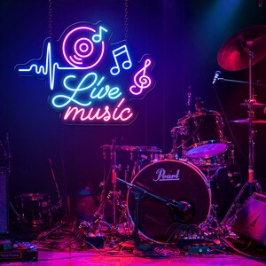 Live Music Neon Sign: Retro Music Studio Decor - Etsy