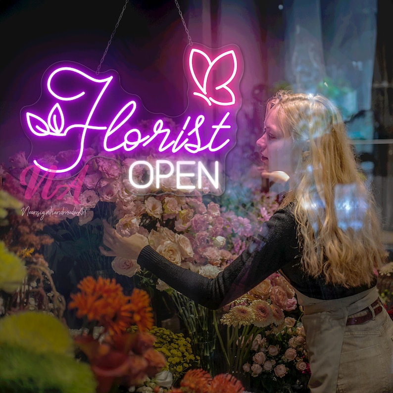 Florist Open LED Neon Sign: Custom Flower Shop Decor - Etsy