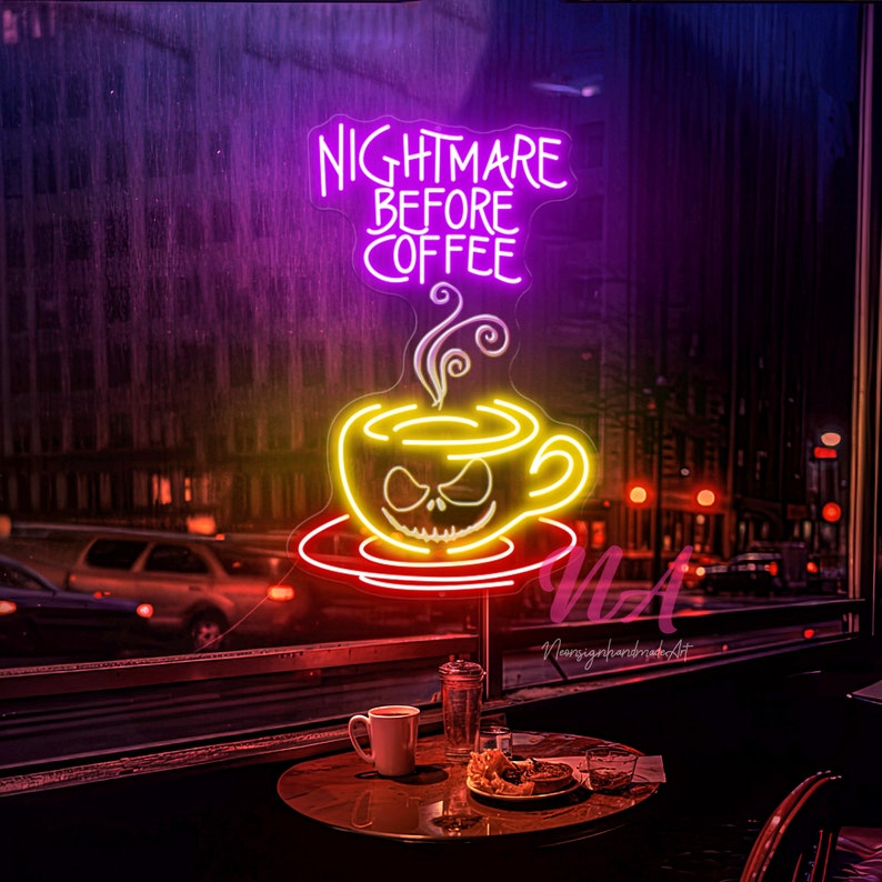 Nightmare Before Coffee Neon Sign: Halloween Coffee Cup Light - Etsy