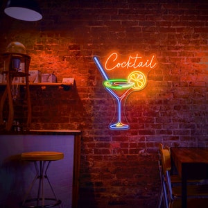 Cocktails Neon Lights, Cocktail Bar Sign, Restaurant Sign Coconut Tree ...
