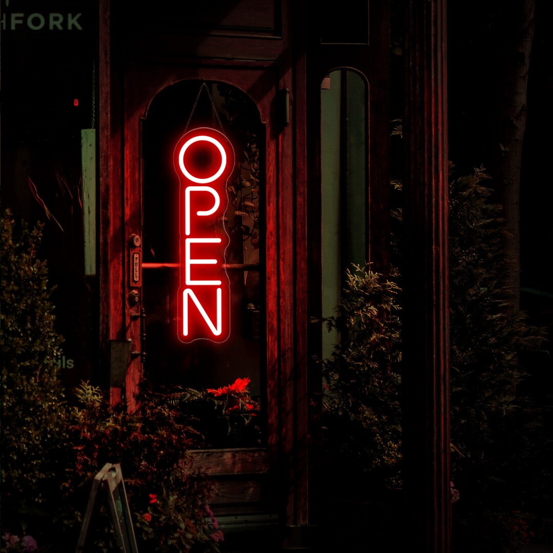 Custom Vertical Open Neon Sign: LED Business Shop Front - Etsy