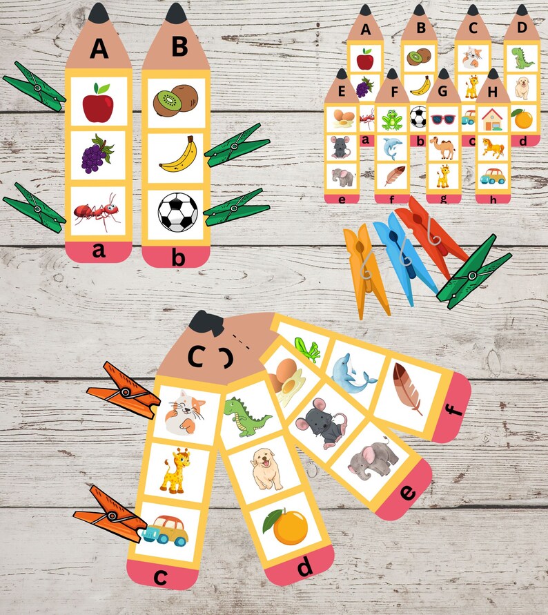 Beginning Sounds Clip Pencils, ABC Printable, Phonics Activity ...