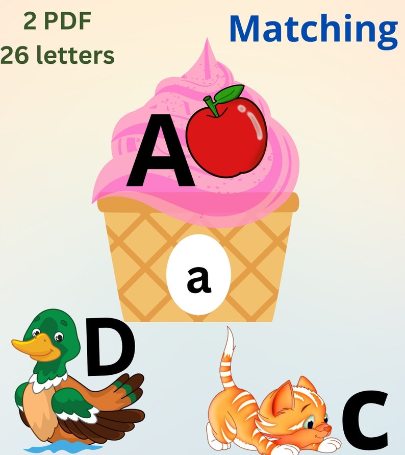 Cupcake Alphabet, Printable Matching Activity, 26 Letters From A-Z ...