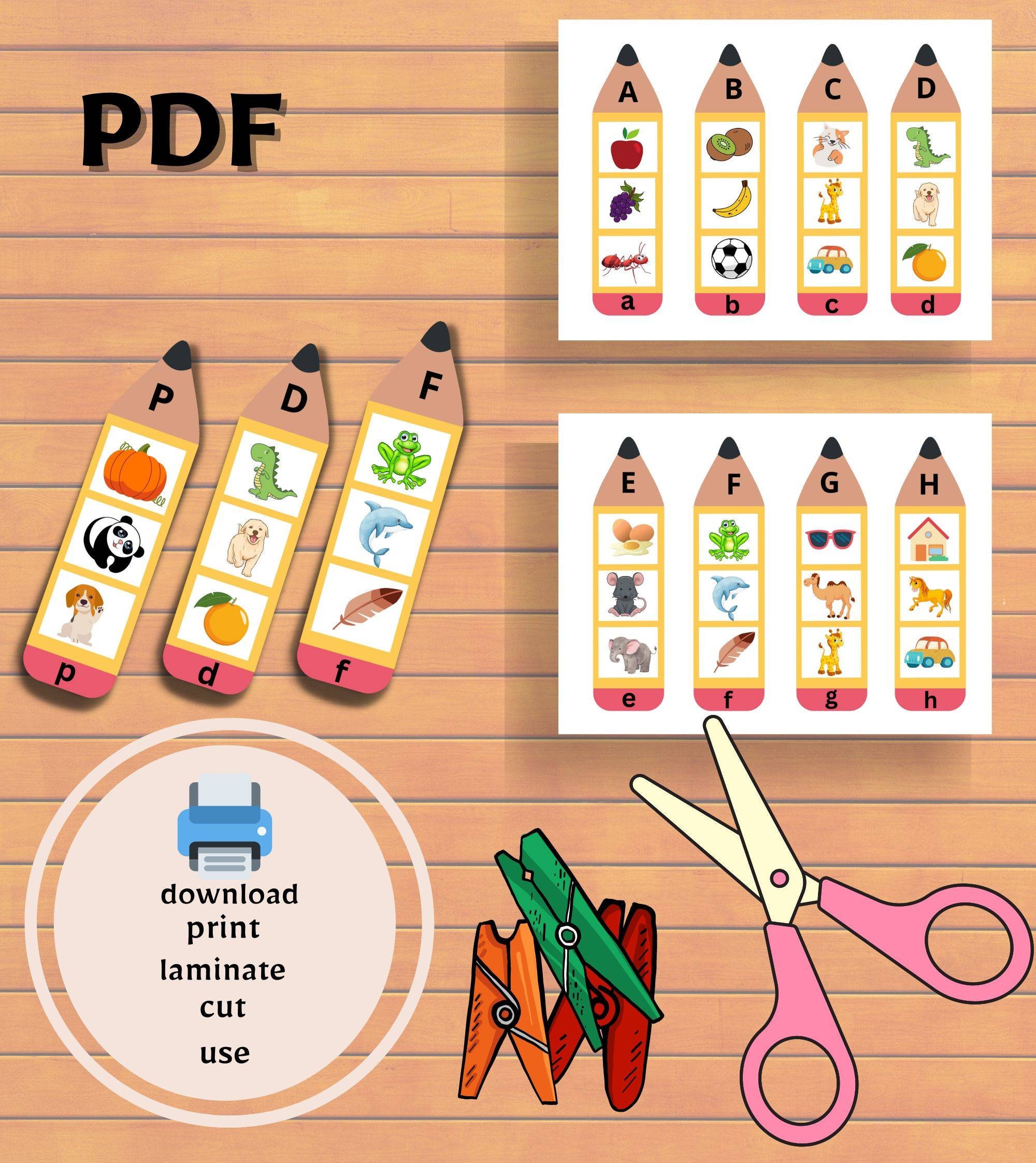 Beginning Sounds Clip Pencils, ABC Printable, Phonics Activity ...