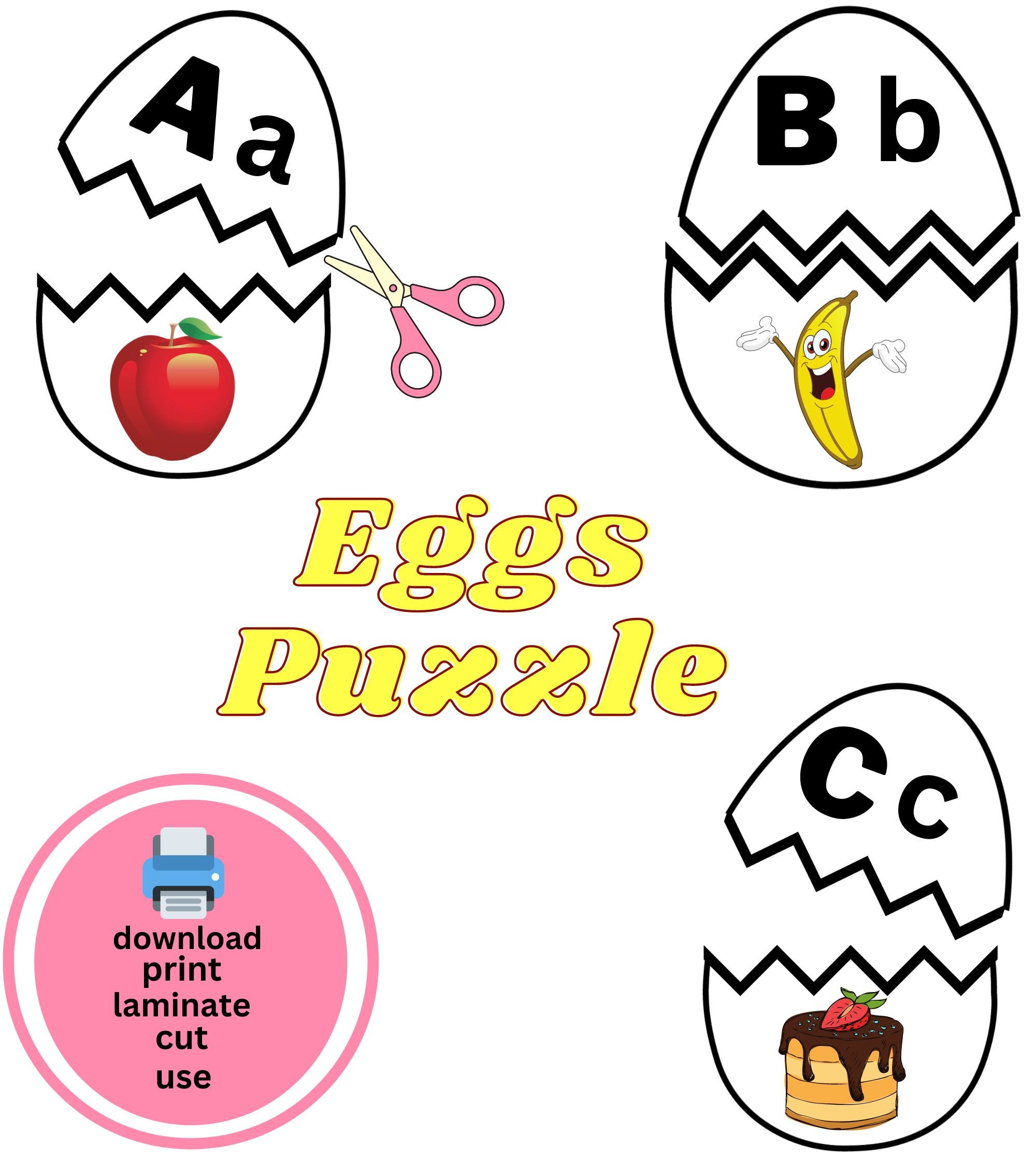 Eggs Alphabet Puzzle, 26-letter/ Picture Matching Game - Etsy