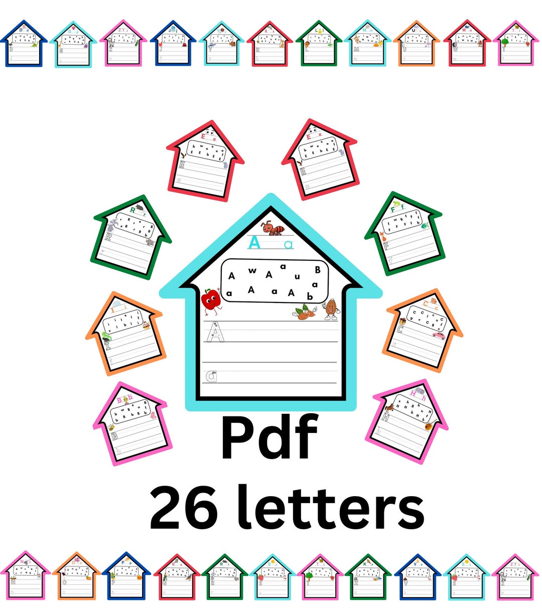 Alphabets House, ABC Letters Practice Booklet, English Alphabet ...