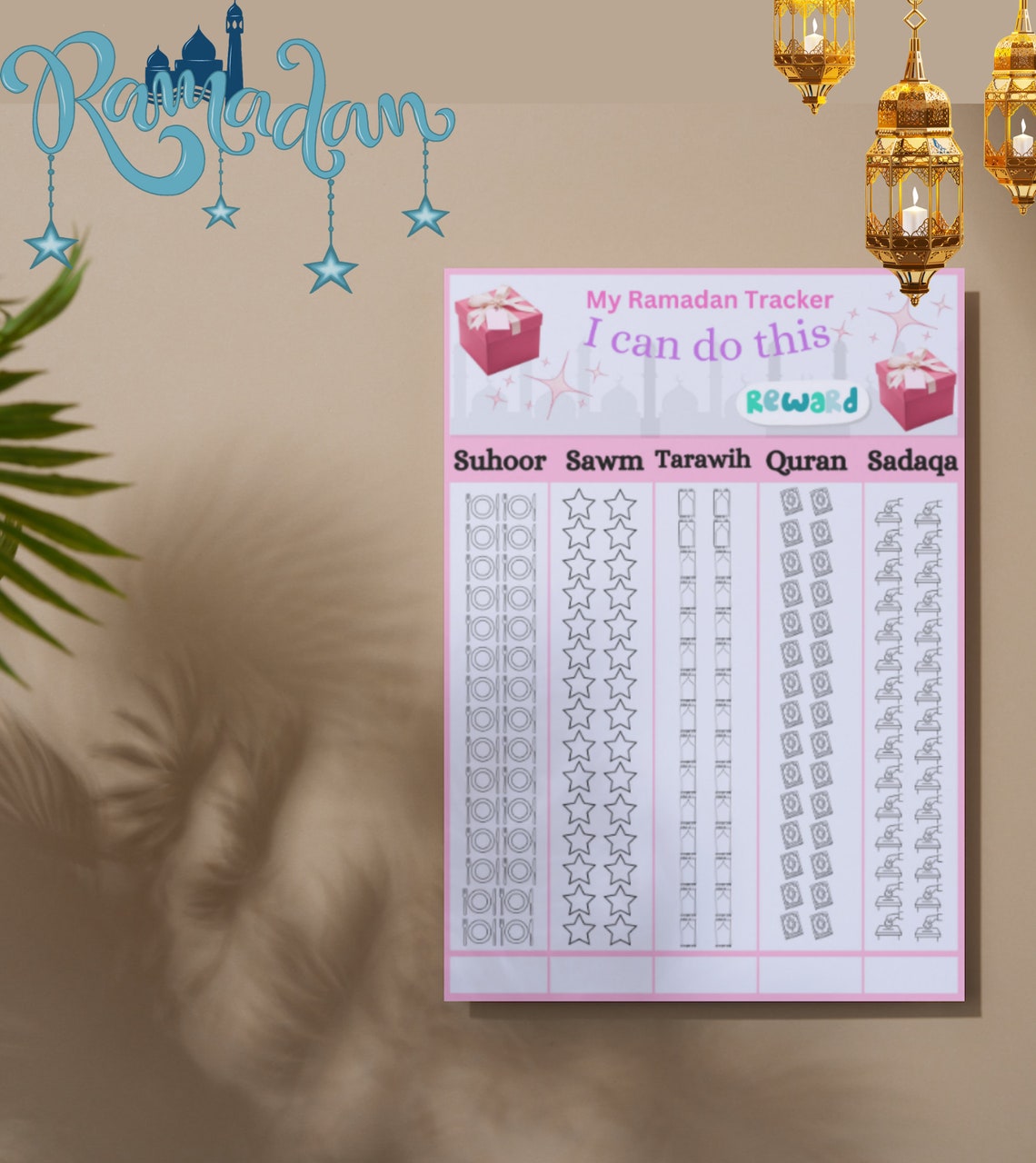 Ramadan Tracker, Ramadan Tracker for Girls and Boys Template, Printable ...