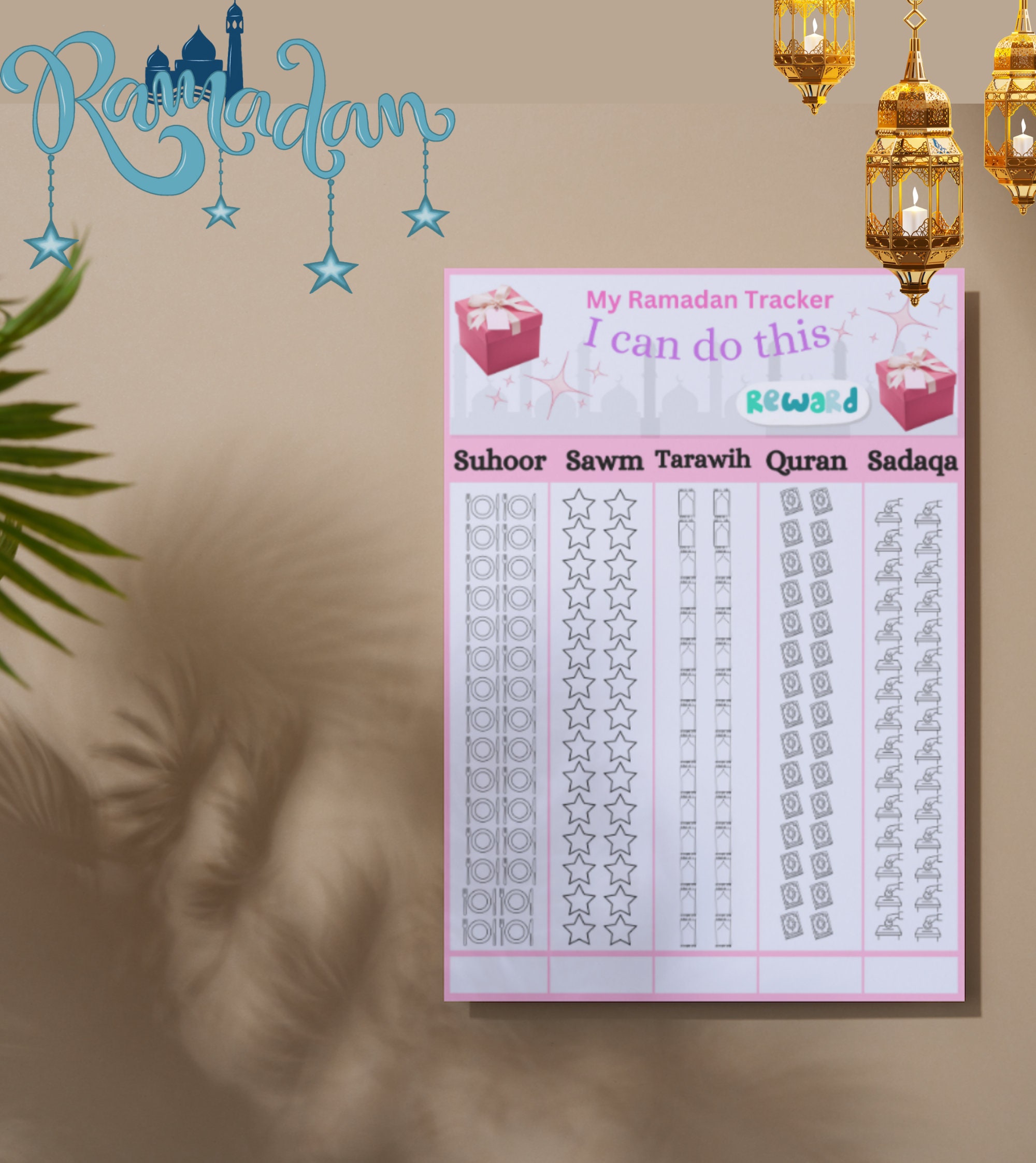 Ramadan Tracker, Ramadan Tracker for Girls and Boys Template, Printable ...