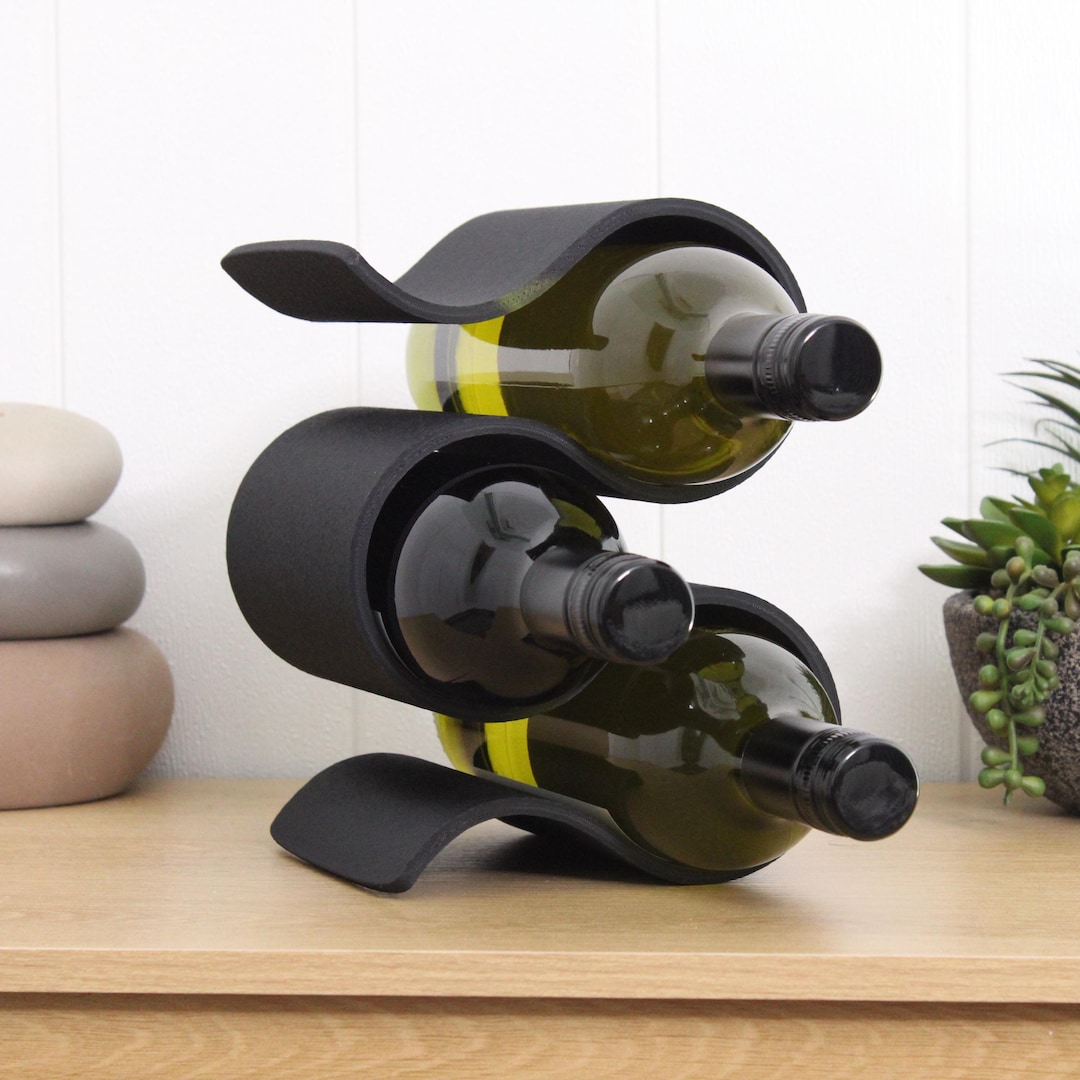 Wavy Wine Rack, Small 3 Bottle Wine Stand Home Organisation - Etsy