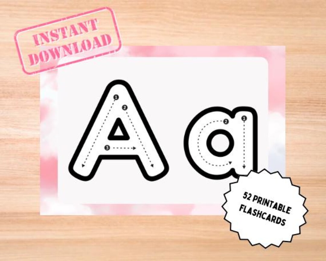 Printable Alphabet Letter Tracing Flash Cards for Kids With Uppercase ...