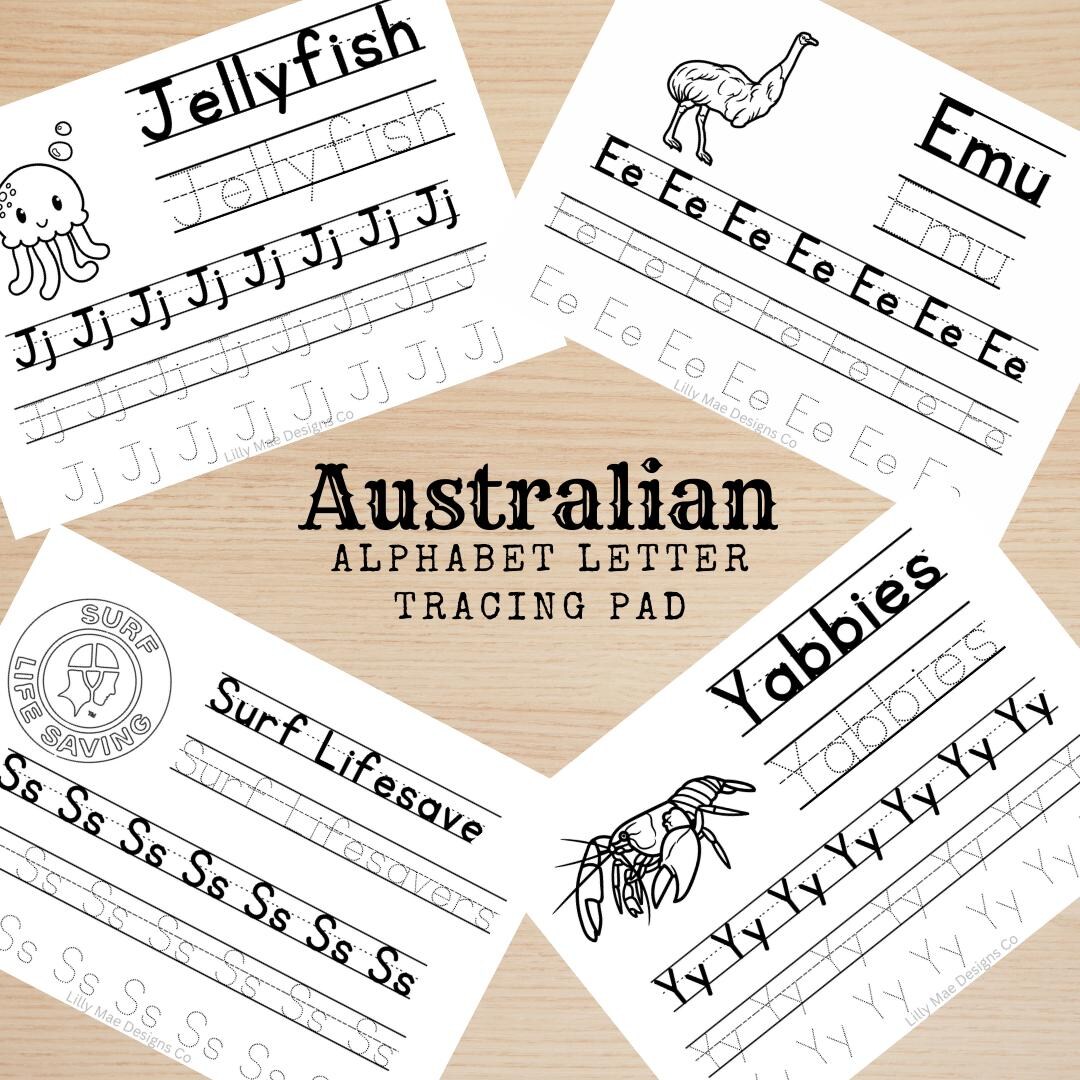Australian Alphabet Tracing Pad Book Digital Download Features ...