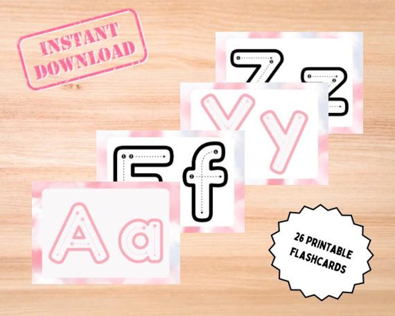 Printable Alphabet Letter Tracing Flash Cards for Kids With Uppercase ...