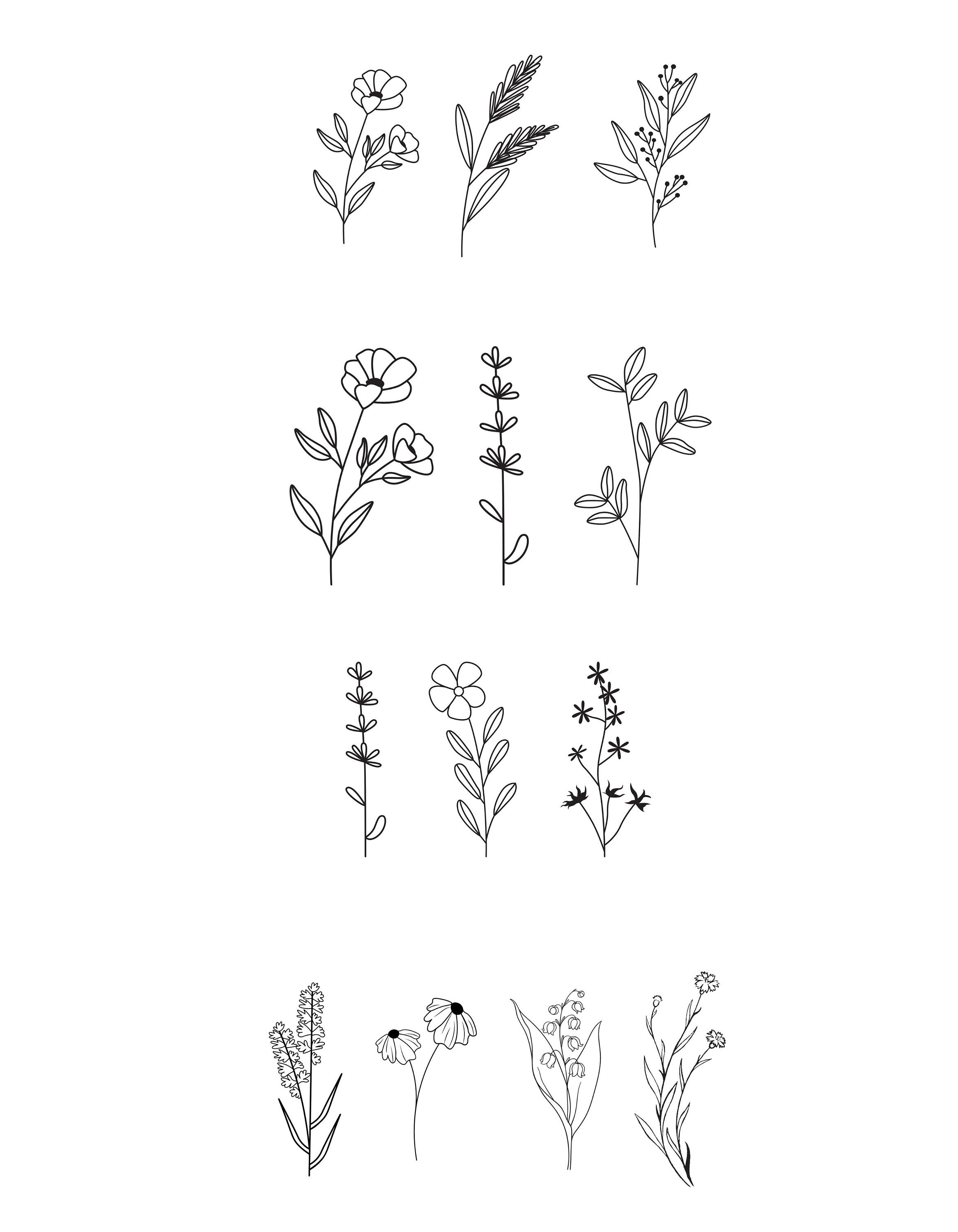 Wildflower SVG Bundle: 4 Dainty Floral Designs (digital Download) - Etsy