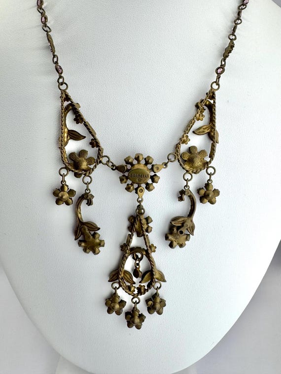 SORRELLI Swarovski Crystal Pink Floral Brass Colored … - Gem