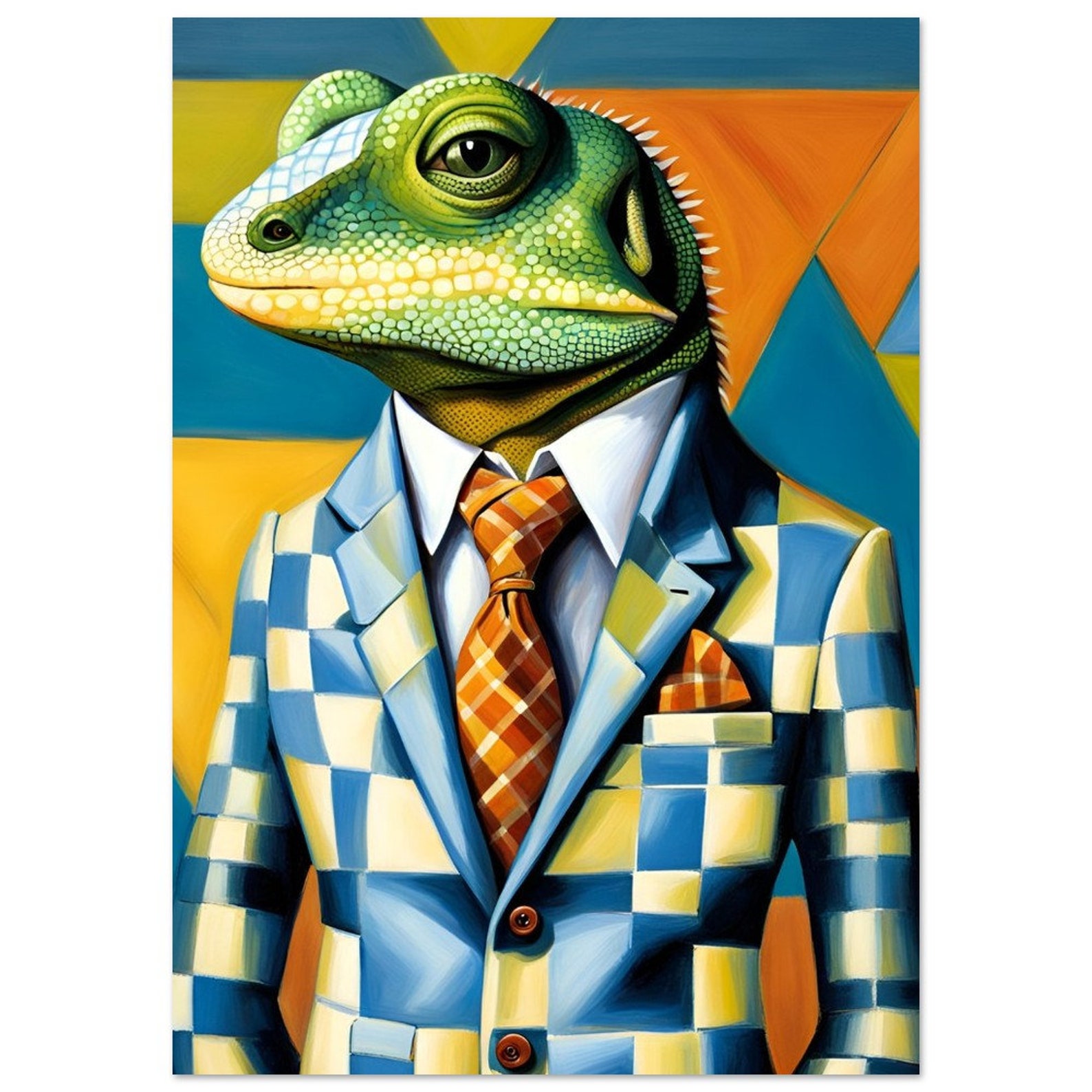Mister Lizard in His Snazzy Check Suit | Pop Art | Professionally ...