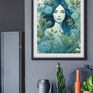 Dana Illustration of a Beautiful Woman in Blue and Green ...