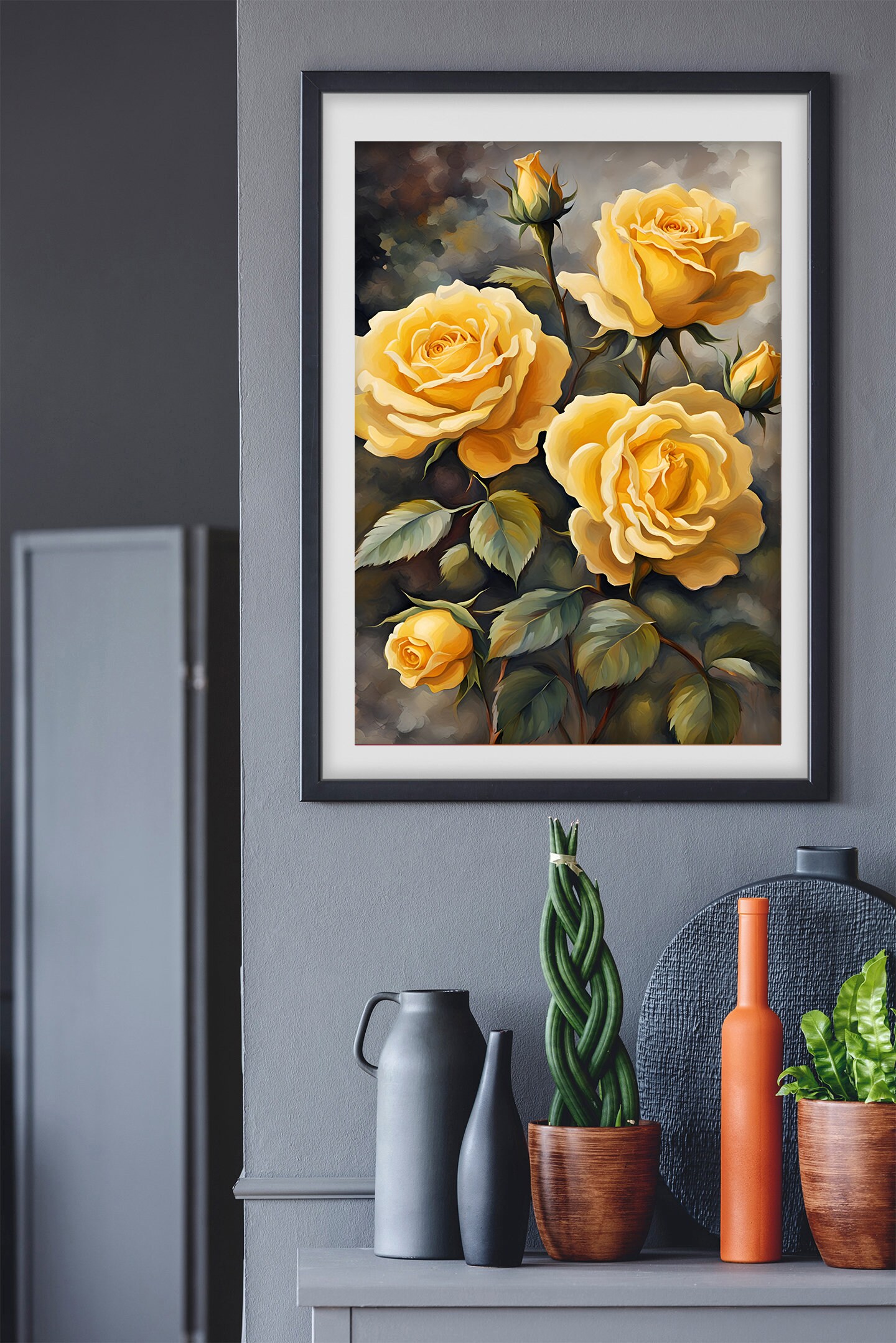 Pretty Yellow Roses Digital Painting | Flowers | Professionally Printed ...