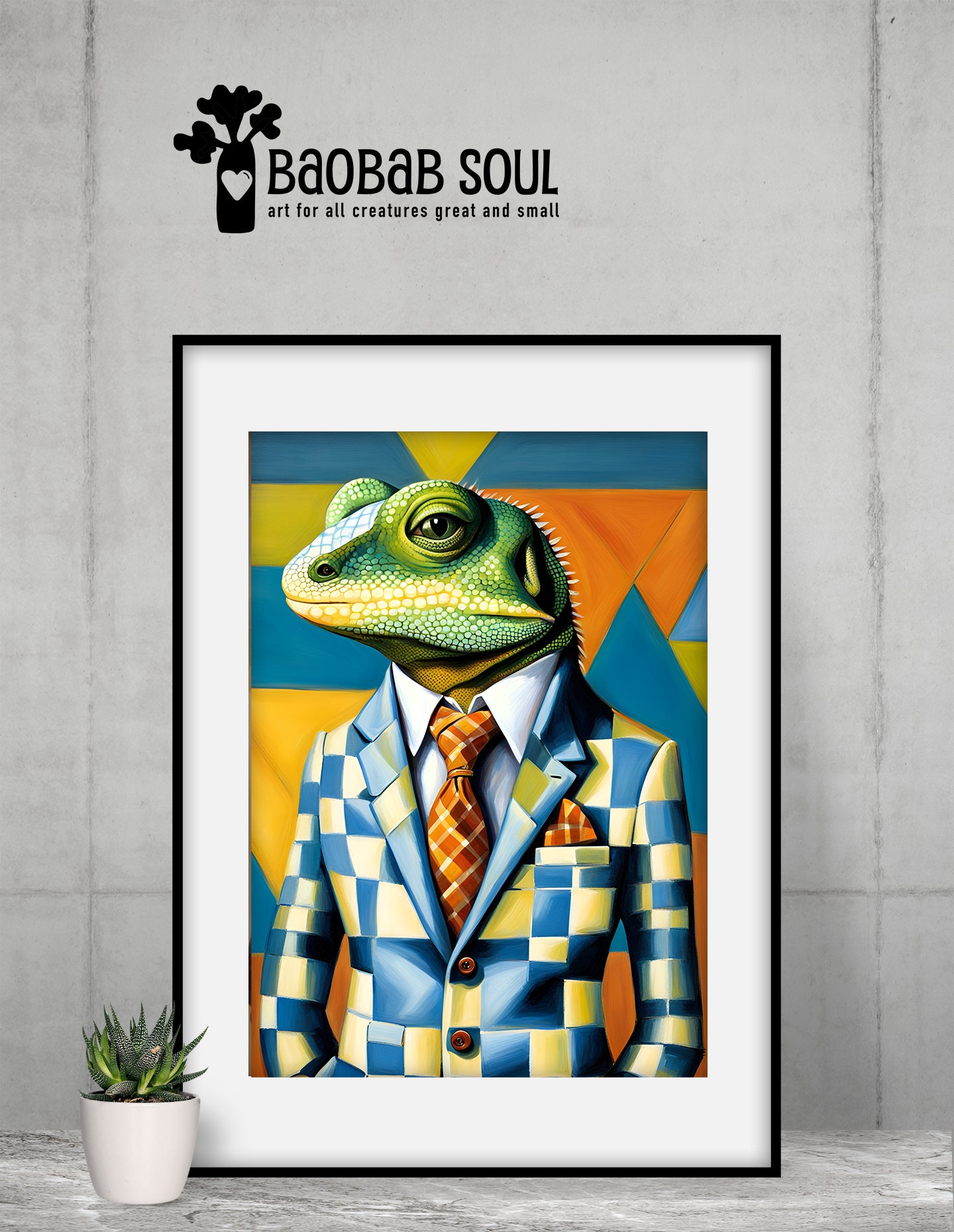 Mister Lizard in His Snazzy Check Suit | Pop Art | Professionally ...