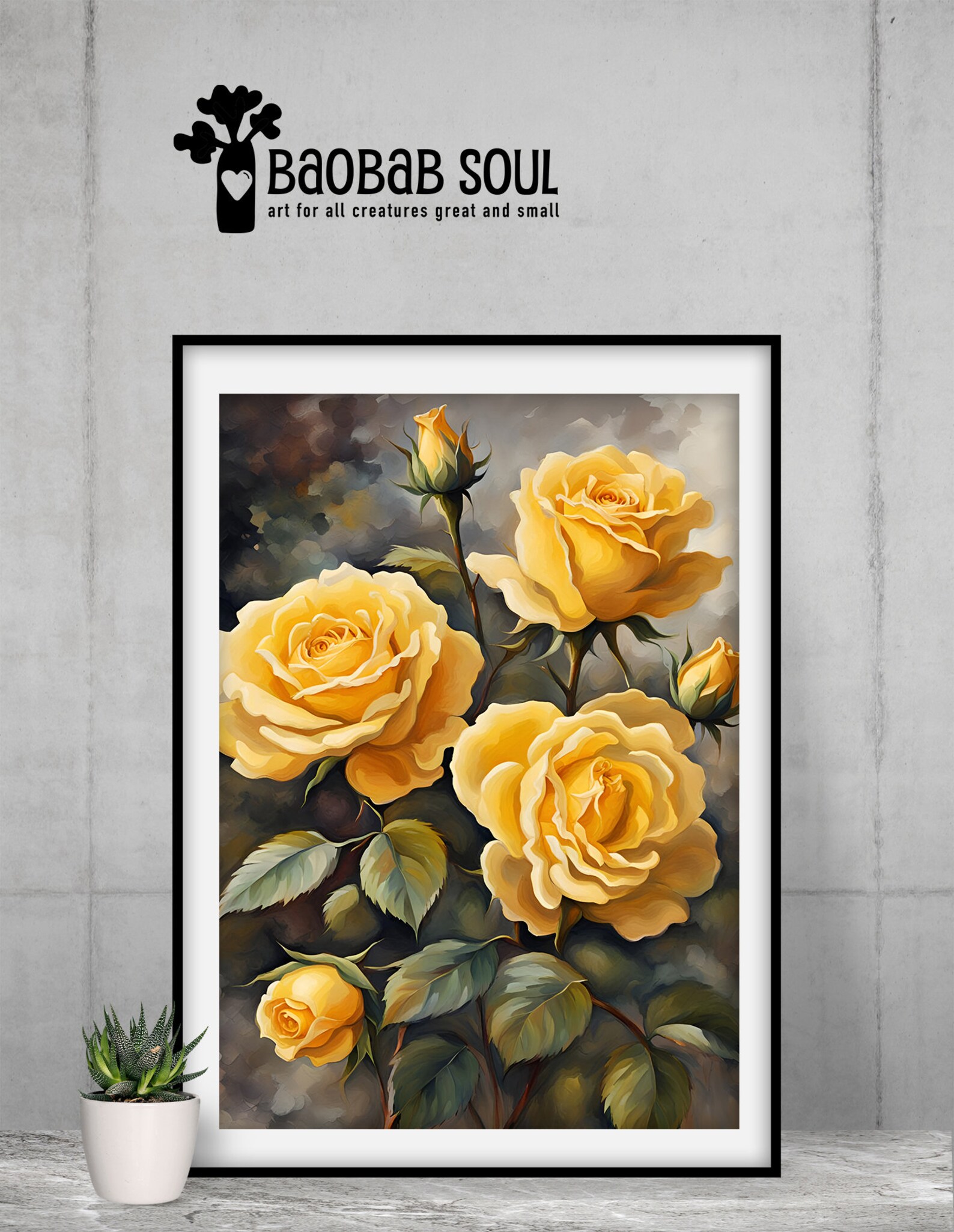 Pretty Yellow Roses Digital Painting | Flowers | Professionally Printed ...