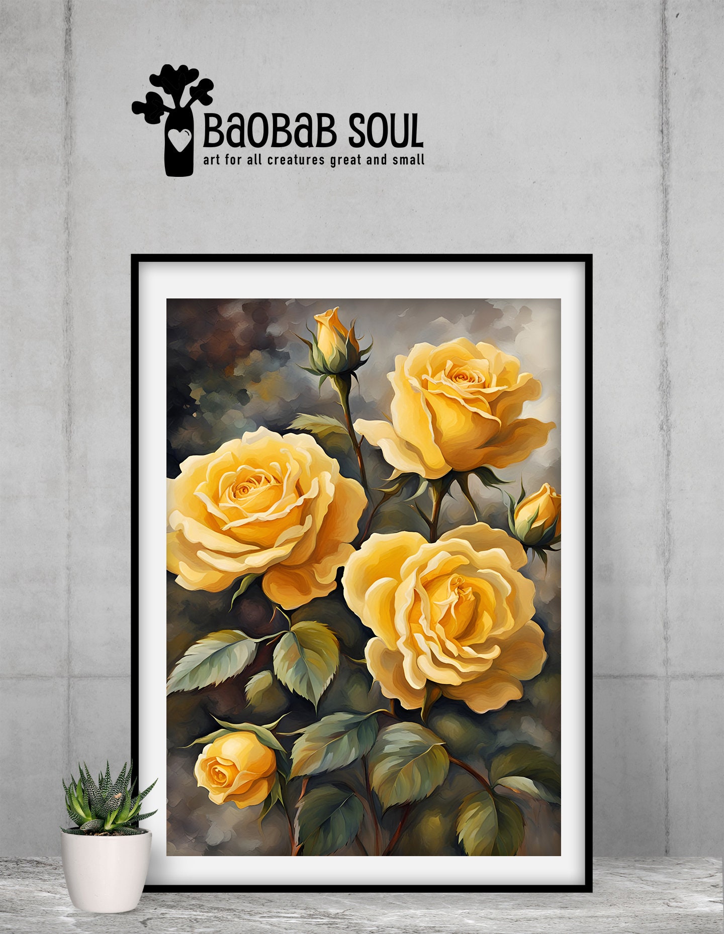 Pretty Yellow Roses Digital Painting | Flowers | Professionally Printed ...