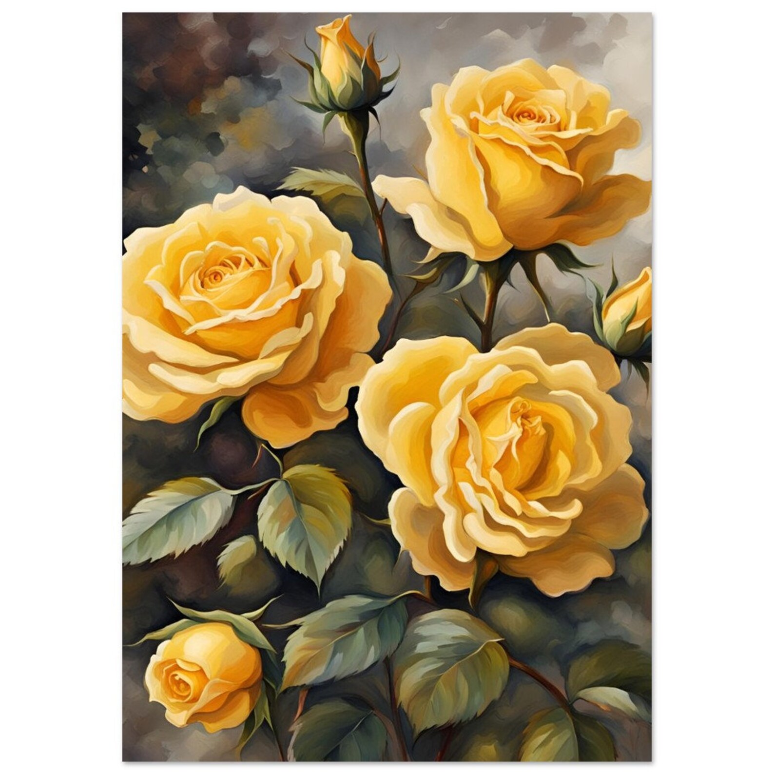 Pretty Yellow Roses Digital Painting Flowers Professionally Printed ...