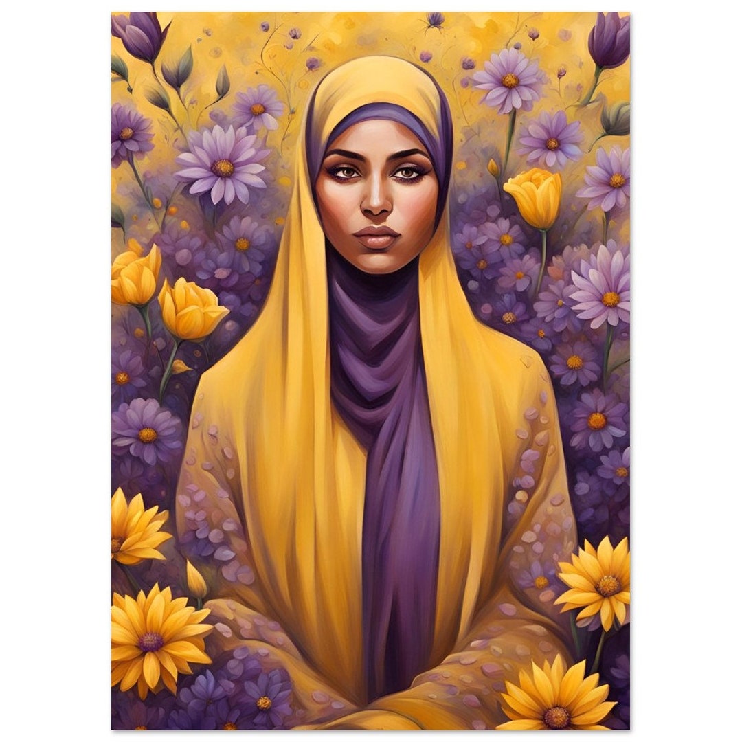 Aisha, Beautiful Woman With Yellow and Purple Flowers | Professionally ...